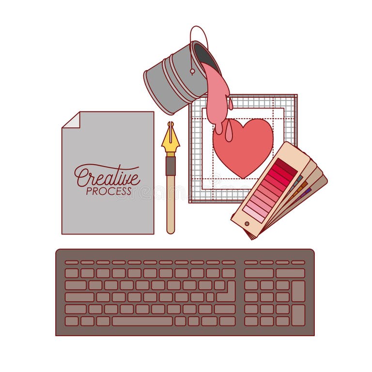 Set Work Elements Graphic Design Creative Process on White Background ...