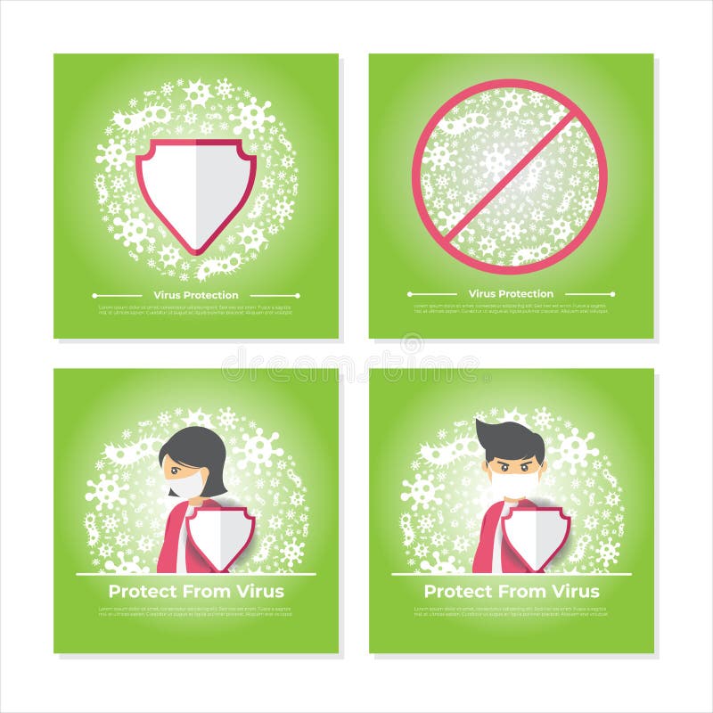 Set of Protect from Virus Poster Design Stock Vector - Illustration of ...