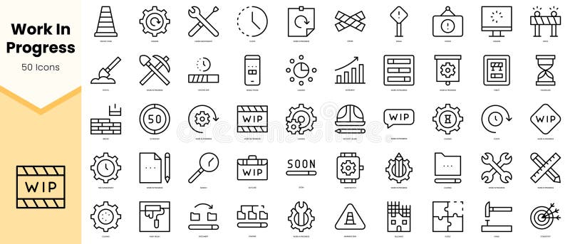 Set of Work in Progress Icons. Simple Line Art Style Icons Pack Stock ...
