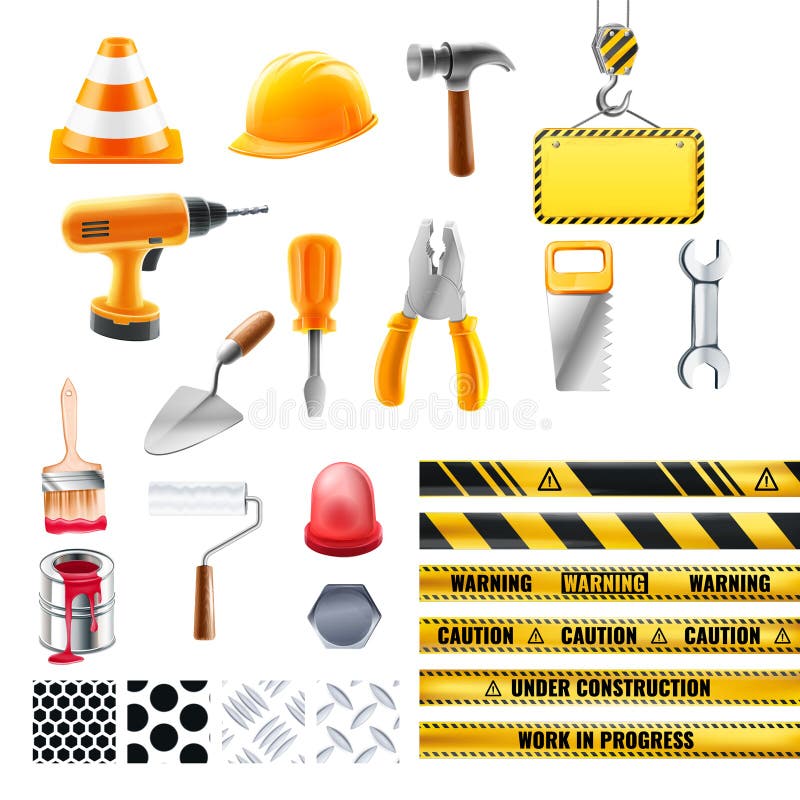 Set of Work Tools Icons and Illustrations Stock Vector - Illustration ...