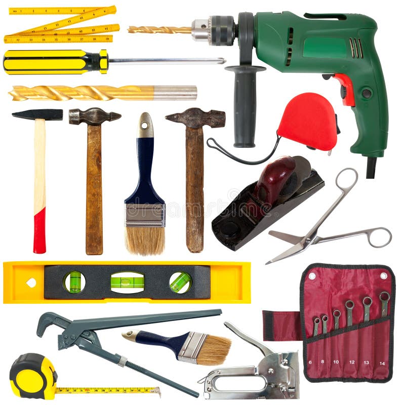 Set of Work Tools. Isolated Over White Stock Photo - Image of ...
