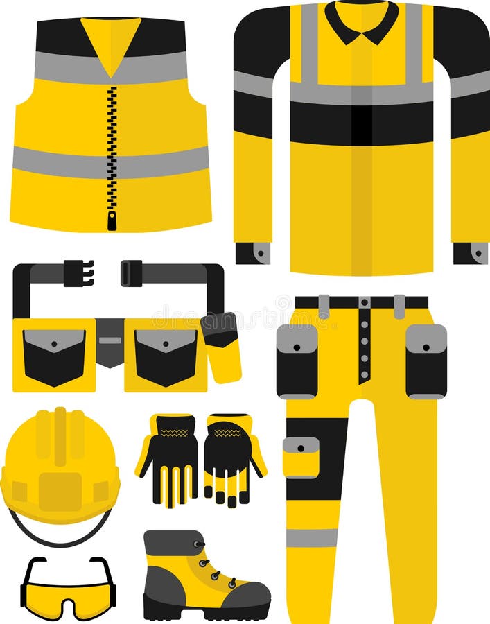Set of Work Wear Yellow Black Stock Vector - Illustration of resistance ...