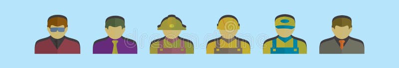 Set of Worker Cartoon Icon Design Template with Various Models. Vector ...