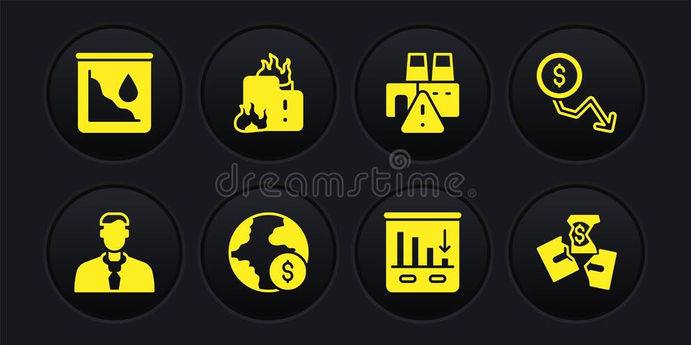 Set Worker, Dollar Rate Decrease, Global Economic Crisis, Pie Chart ...