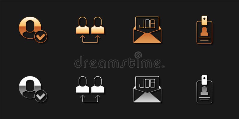 Set Worker, Exchange Work, Search Job and Identification Badge Icon ...