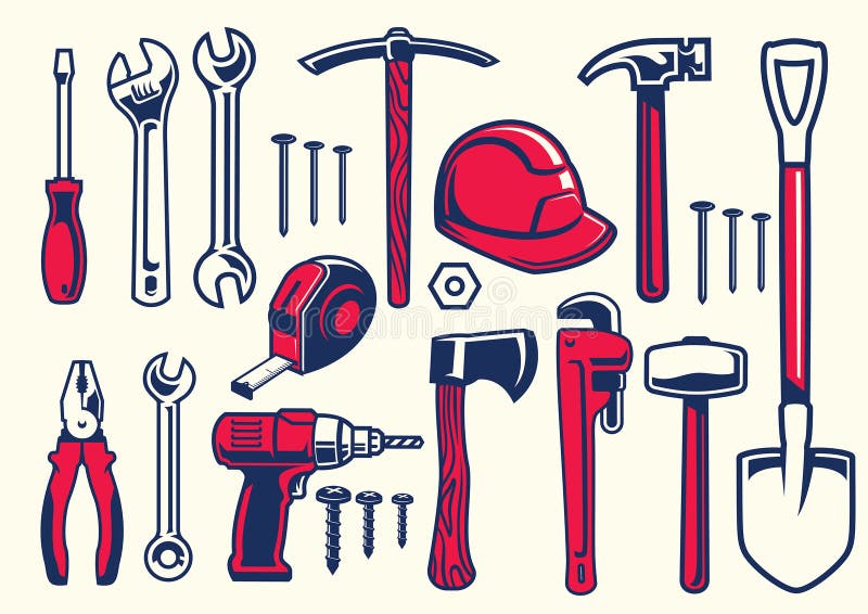 Set of worker hand tools stock vector. Illustration of labor - 124645557