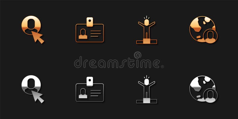 Set Worker, Identification Badge, Productive Human and Globe and People ...