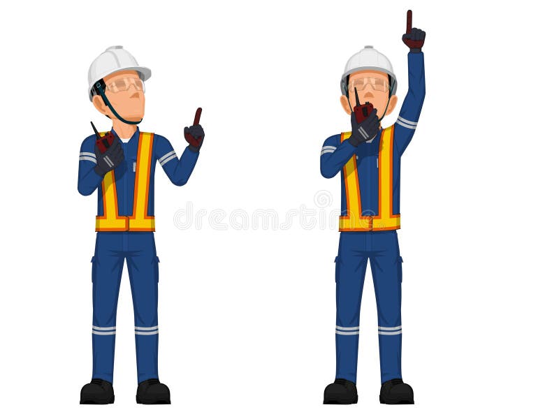 Set of Worker are Pointing at High Stock Vector - Illustration of high ...