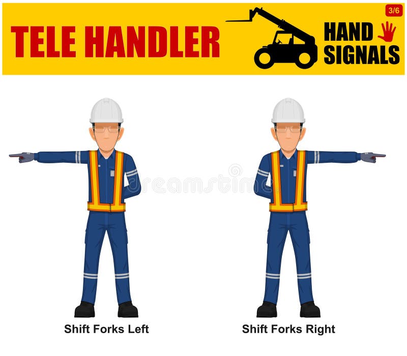 Set of Worker Present Tele Handler Signal on White Background Stock ...