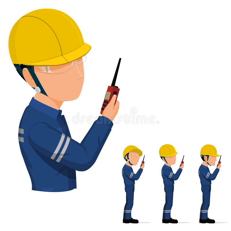 Set of Worker is Talking with the Walkie-talkie Stock Vector ...