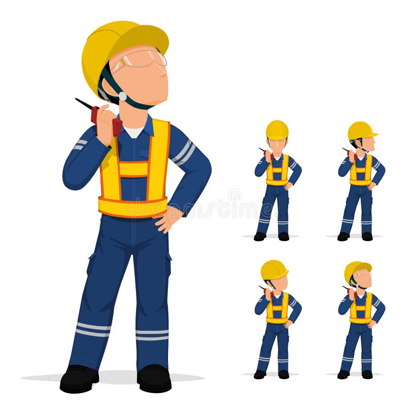 Set of Worker is Talking with the Walkie-talkie Stock Vector ...