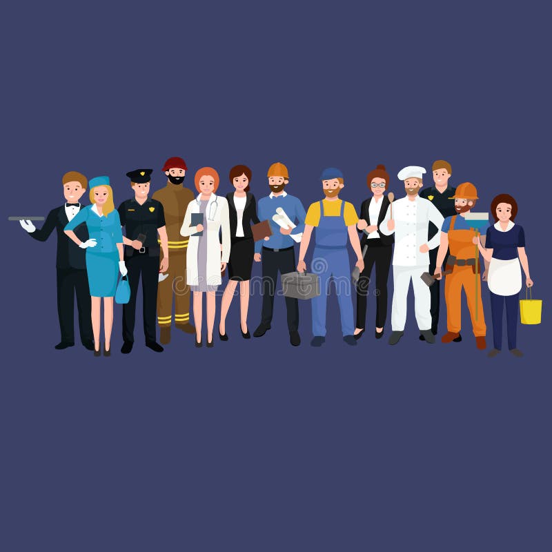 Set Workers Team, Profession People Uniform, Cartoon Vector ...