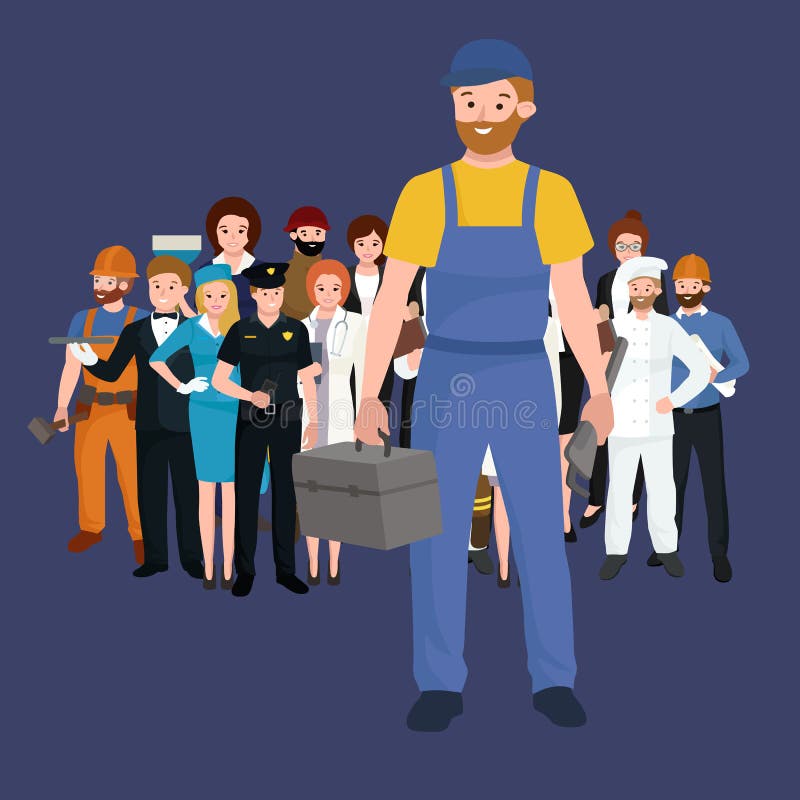 Set Workers Team, Profession People Uniform, Cartoon Vector ...