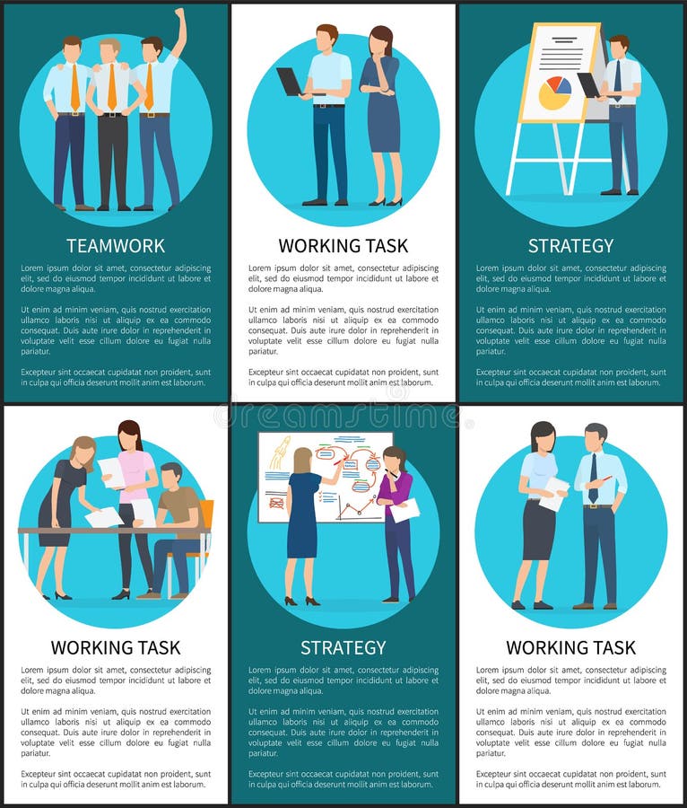 Set of Working Task Teamwork Strategy Banners Stock Vector ...