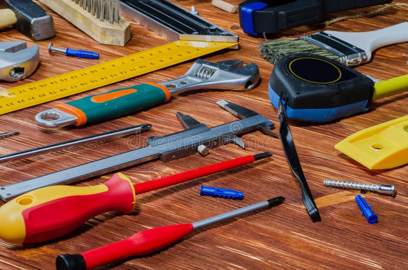 A Set of Working Tools for Doing Household Chores Stock Photo - Image ...