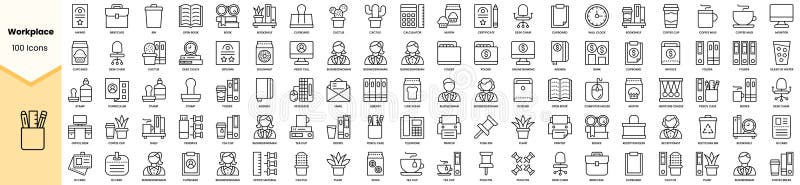Set of Workplace Icons. Simple Line Art Style Icons Pack Stock Vector ...