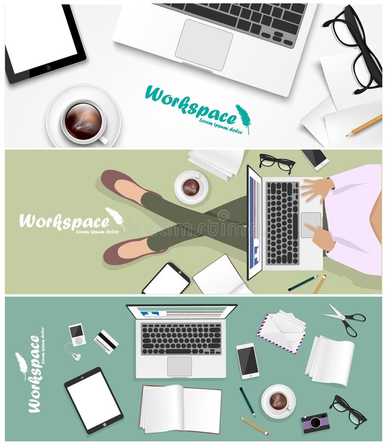 Workspace Banner for Facebook Poster Vector Design Stock Illustration ...