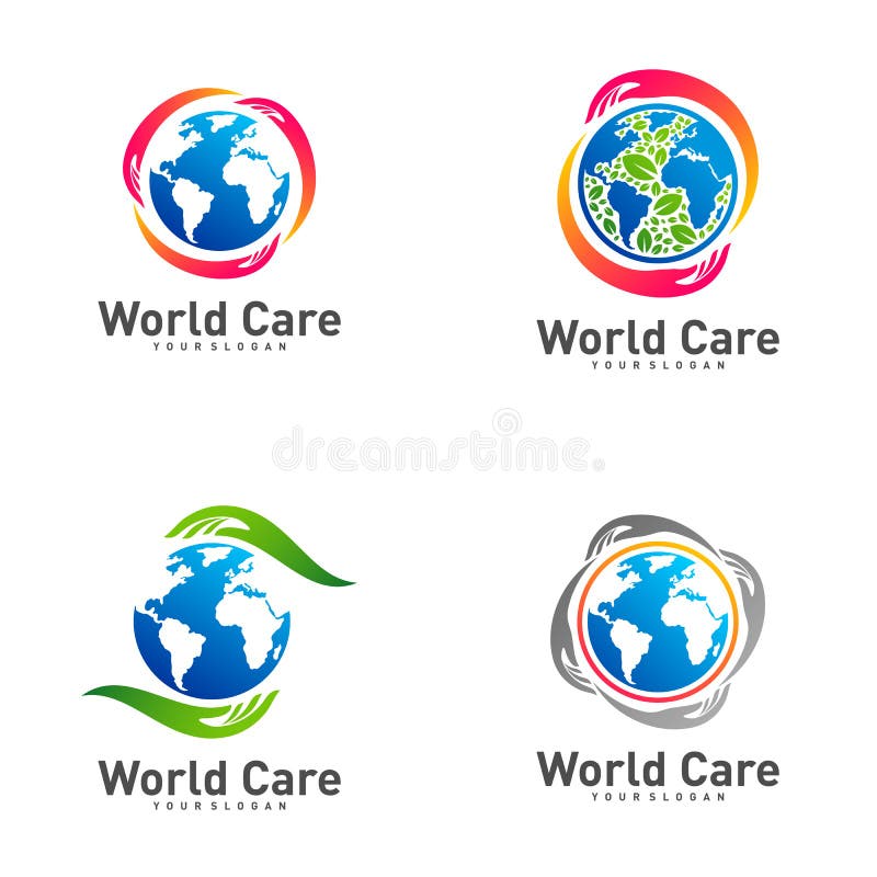 World Care Logo Design Template Vector, Earth Care Logo Concept ...