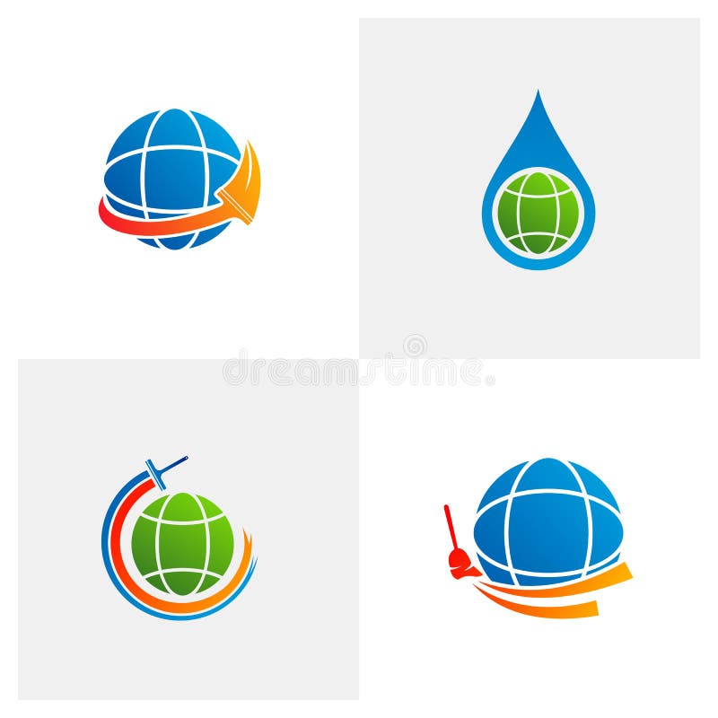 Set of World Clean Logo Vector Template, Creative Clean Logo Design ...