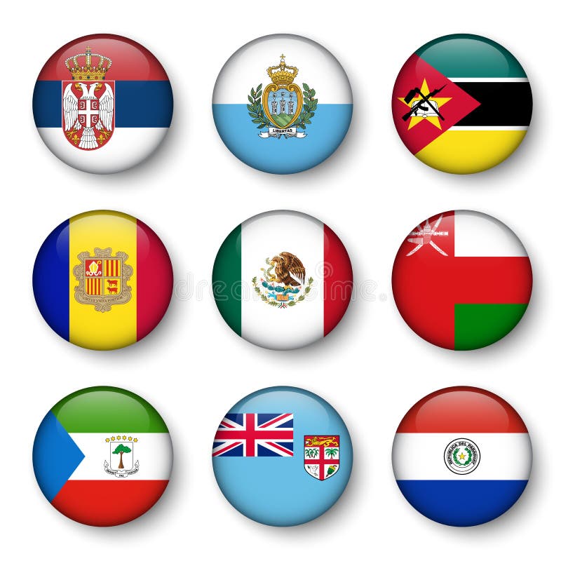 Set of World Flags Round Badges Stock Vector - Illustration of ...