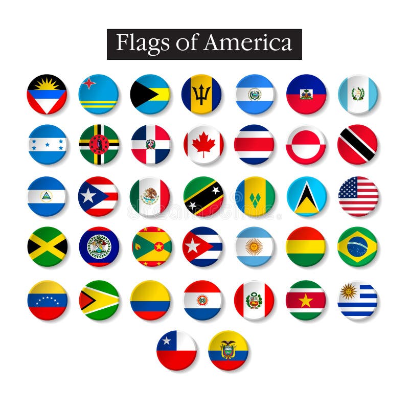 Set of World Flags Round Badges. America. 10 Eps Stock Illustration ...