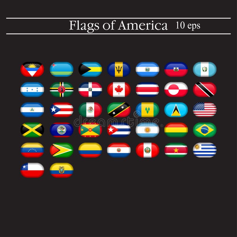 Set of World Flags Round Badges. America. 10 Eps Stock Illustration ...