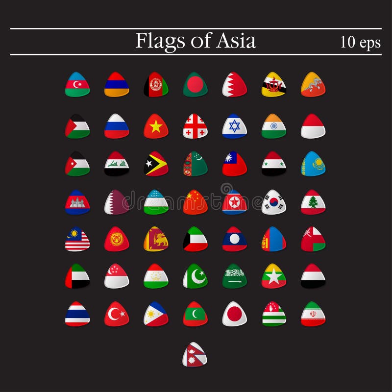 Set of World Flags Round Badges. Asia. 10 Eps Stock Illustration ...