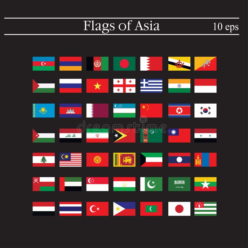 Set of World Flags Round Badges. Asia. 10 Eps Stock Illustration ...
