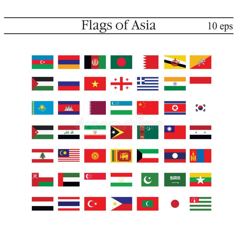 Set of World Flags Round Badges. Asia. 10 Eps Stock Illustration ...