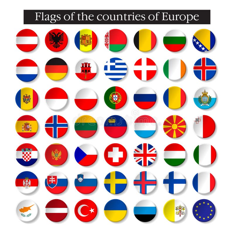 Set of World Flags Round Badges. Europe. 10 Eps Stock Illustration ...