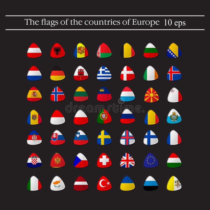 Set of World Flags Round Badges. Europe. 10 Eps Stock Illustration ...