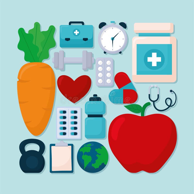 World health day items stock vector. Illustration of design - 242715839