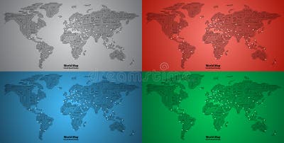 Set of World Map PCB Design Stock Vector - Illustration of modern ...