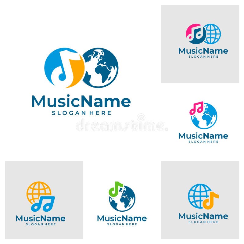 Set of World Music Logo Template Design Vector, Emblem, Design Concept ...