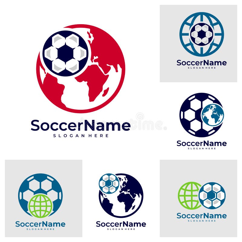 Set of World Soccer Logo Template, Football World Logo Design Vector ...