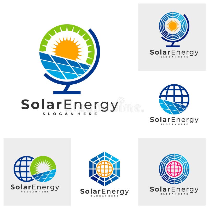 Set of World Solar Logo Vector Template, Creative Sun Energy Logo ...