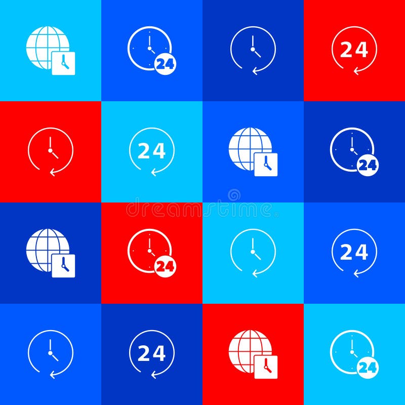 Set World Time, Clock 24 Hours, and Icon. Vector Stock Vector ...