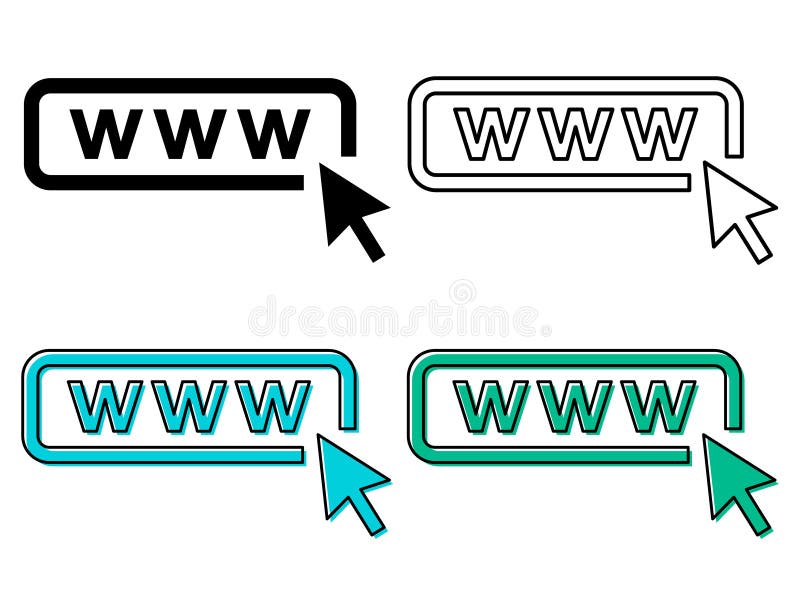 Set of World Wide Web Icon, Www Internet Website Symbol, Click Mouse ...