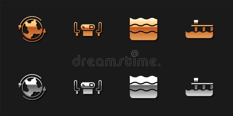 Set Worldwide, Poker Table, Wave and Beach Pier Dock Icon. Vector Stock ...