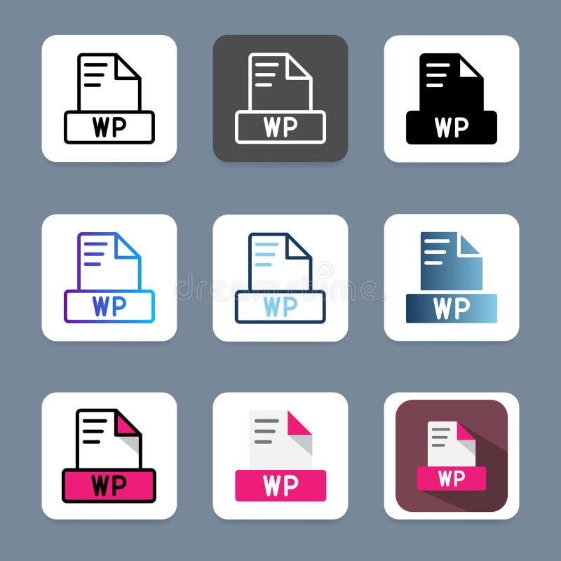 Set Wp Document File Type Icons. Symbol File Format with a Modern ...