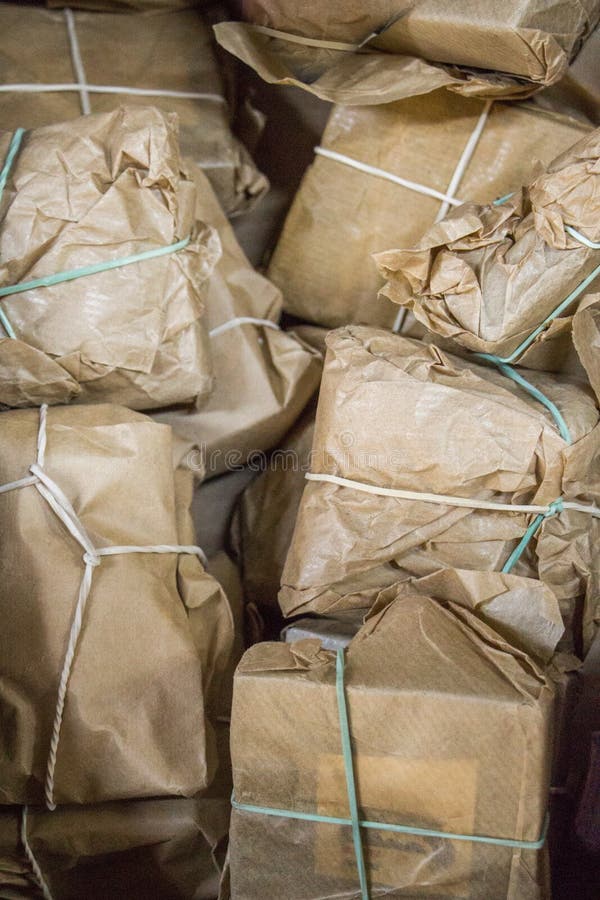 Set of Gift Boxes of Brown Color Stock Image - Image of christmas ...