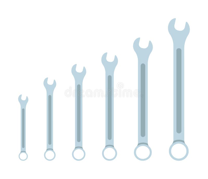 Set of Wrench Icon Flat Elements. from Small To Large. Size Grey ...