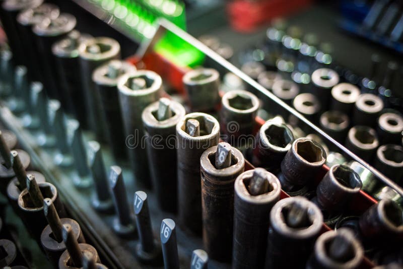 Set of Wrench Nozzles and Instruments for Repair Stock Photo - Image of ...