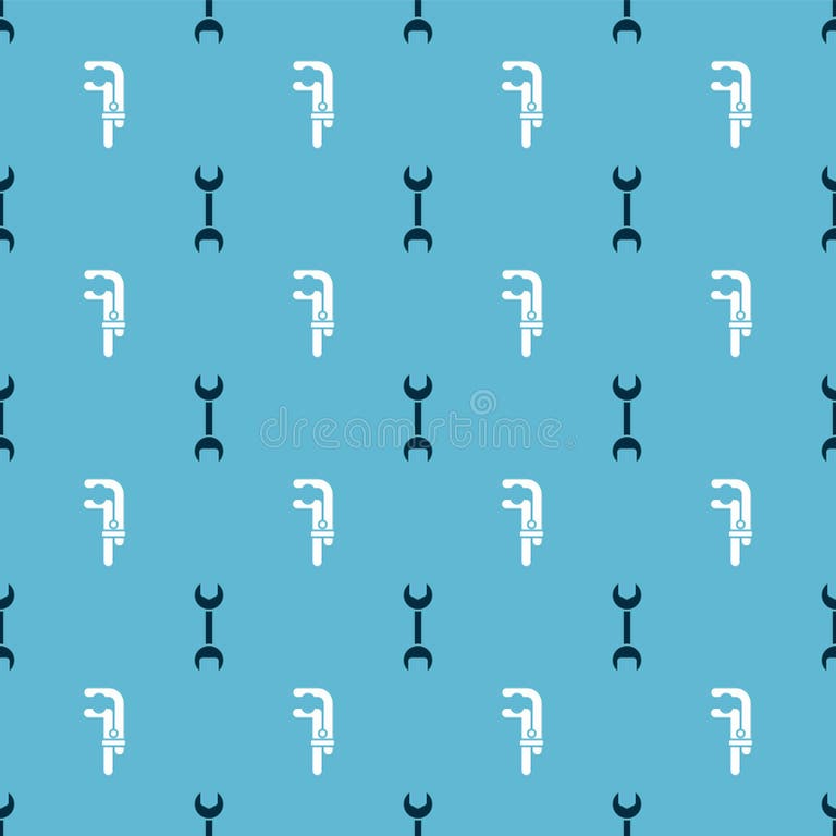 Set Wrench Spanner and Clamp Tool on Seamless Pattern. Vector Stock ...