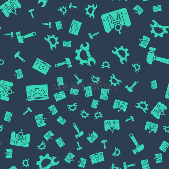 Set Wrench Spanner and Gear, Graphing Paper and Compass, Laptop and ...