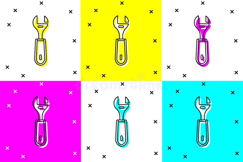 Set Wrench Spanner Icon Isolated on Color Background. Vector Stock ...
