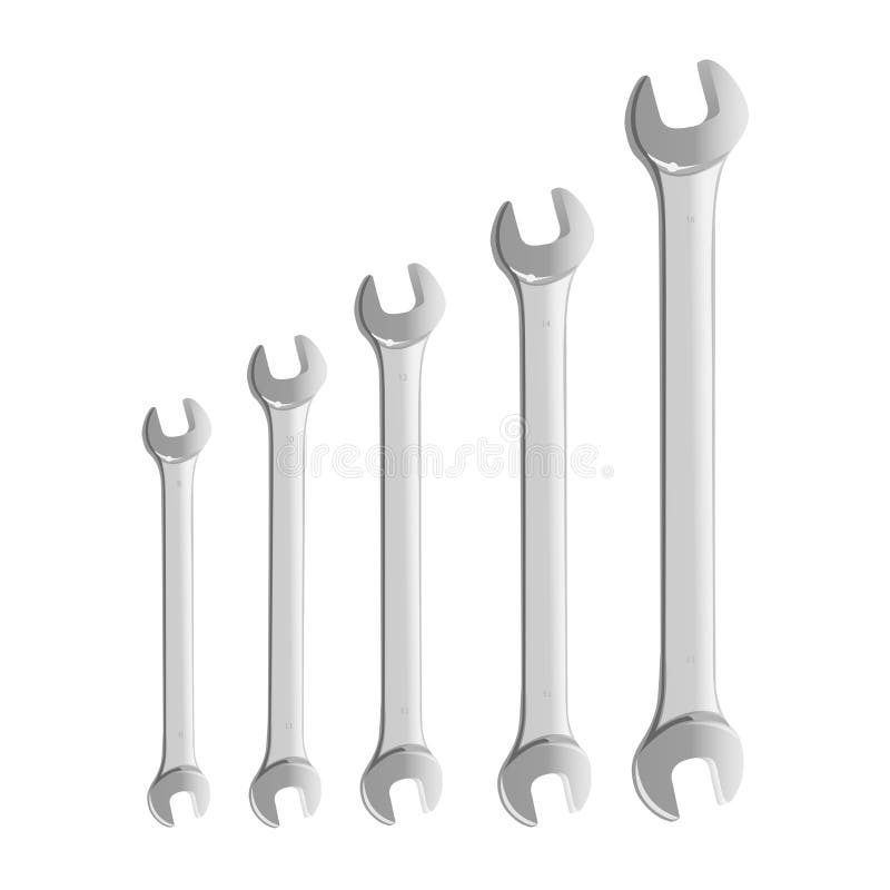 Various Types Outline Wrench Set Stock Vector - Illustration of tool ...