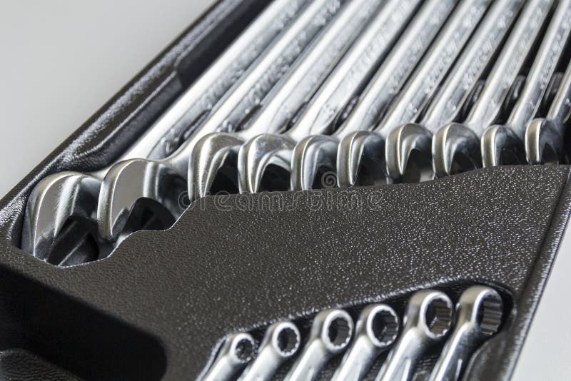 Set of Wrenches Inside Toolbox, Keys and Spanners, Box with Set of ...