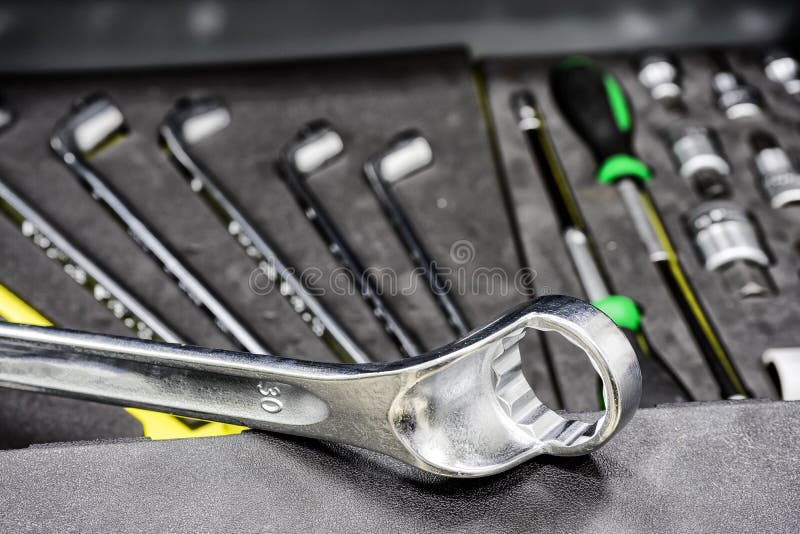 A set of wrenches stock photo. Image of work, silver - 105347824