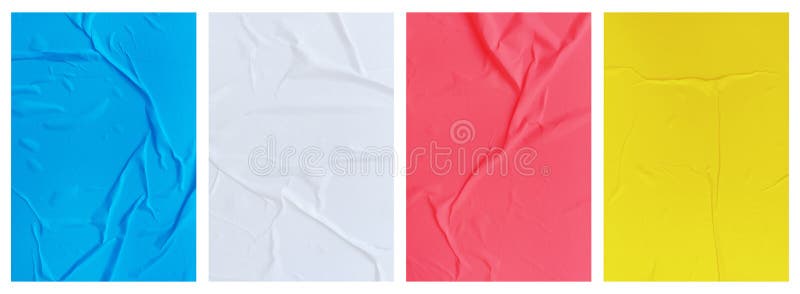 Set of Wrinkled Paper Templates. Wet Blank Paper for Poster and Text ...